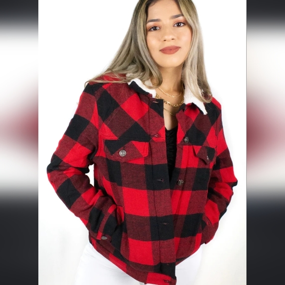 Love Tree | Jackets & Coats | Buffalo Plaid Jacket Red | Poshmark